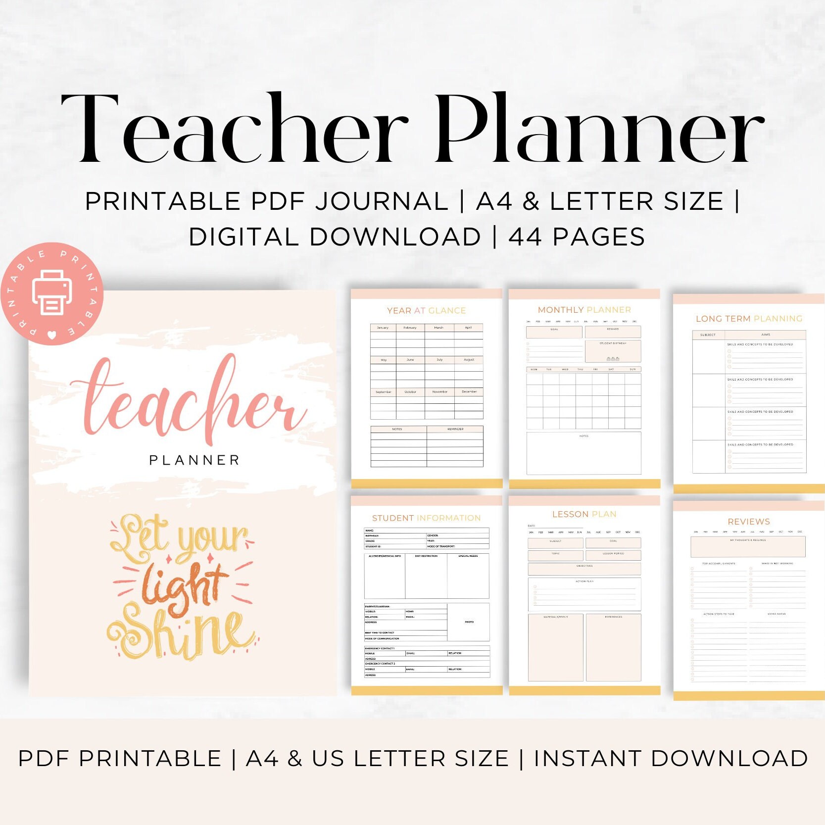 Teacher Planner Printable Back to School Organizer PDF - Etsy