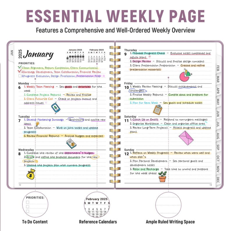 2025 Planner, Weekly and Monthly Calendar Planner Book, (6.3" X 8.5 ...