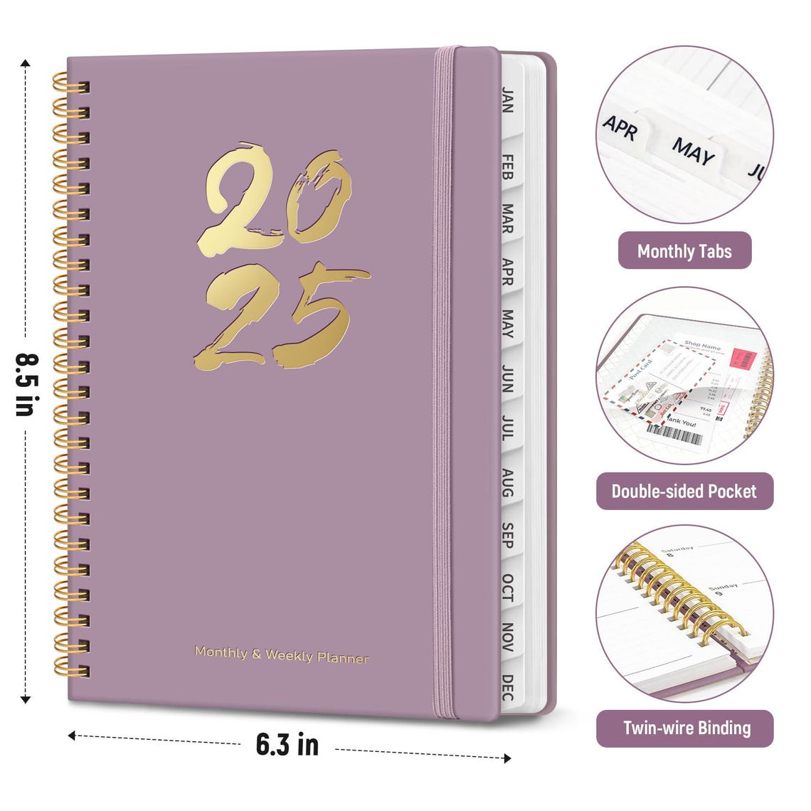 2025 Planner, Weekly and Monthly Calendar Planner Book, (6.3" X 8.5 ...