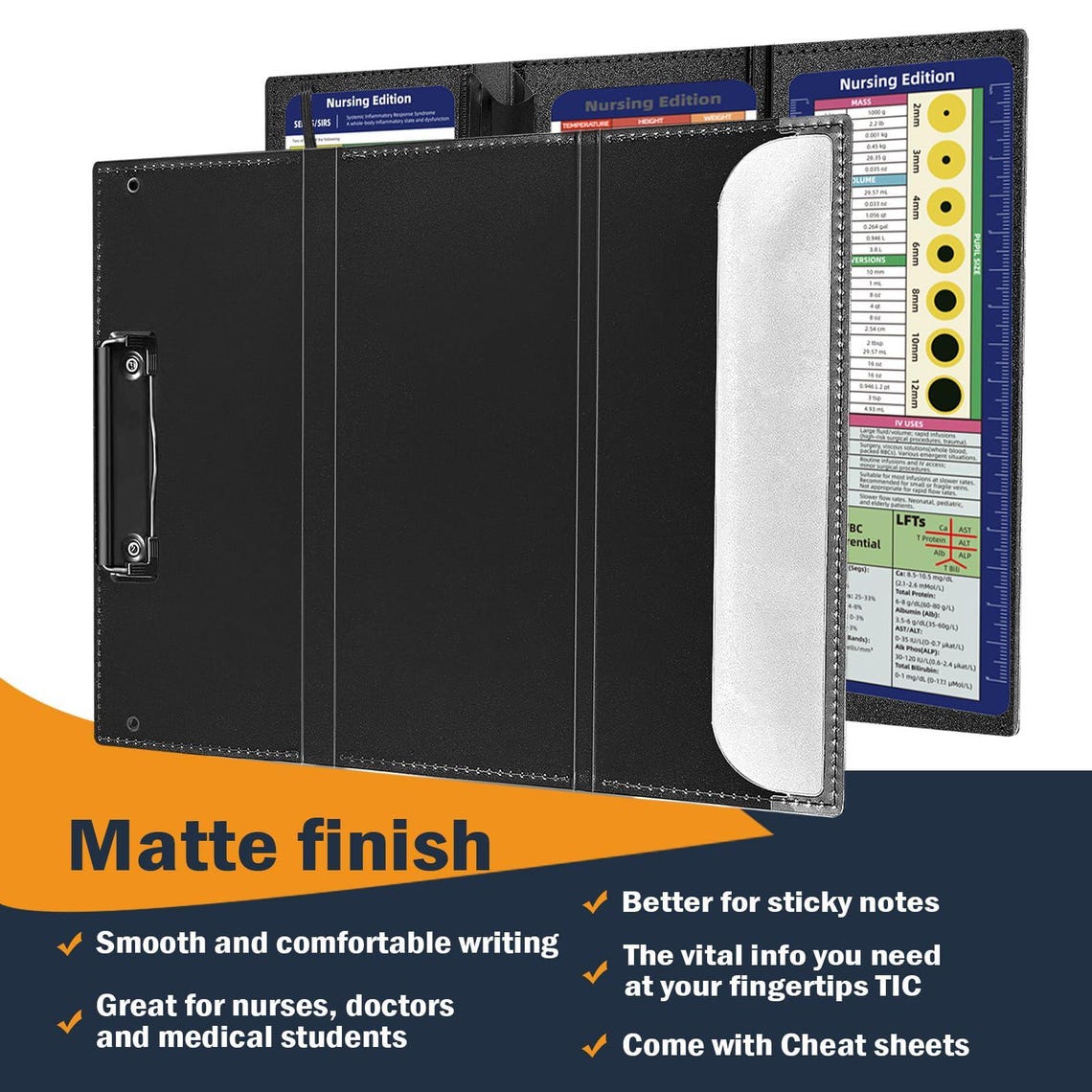 Nursing Clipboard, Compact Nursing Cheat Sheets, Foldable Clipboard for ...