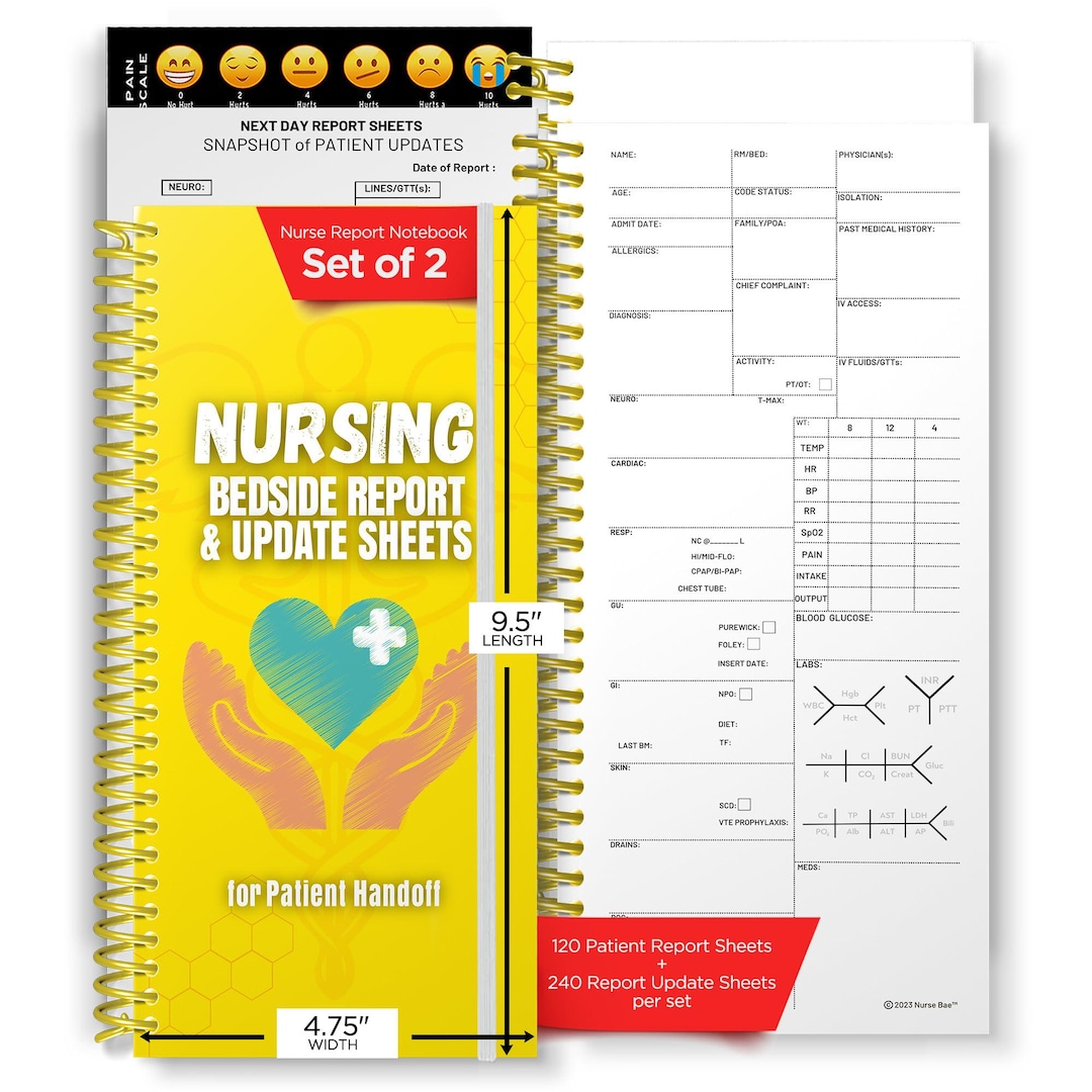 Nurse Essentials Report Book | Set of 2 Patient Templates & SBAR ...