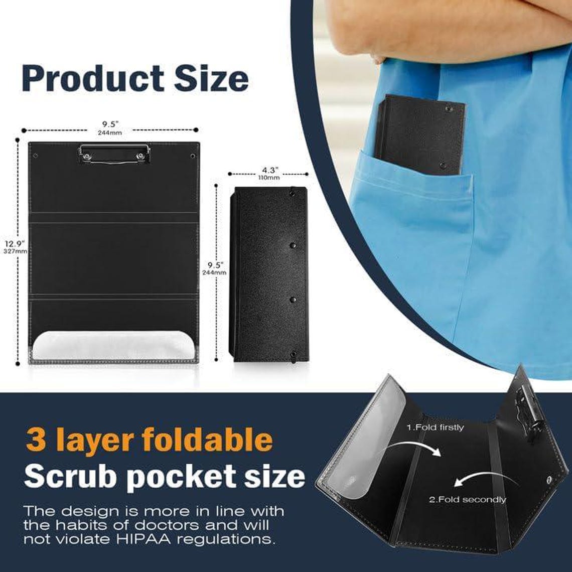 Nursing Clipboard, Compact Nursing Cheat Sheets, Foldable Clipboard for ...