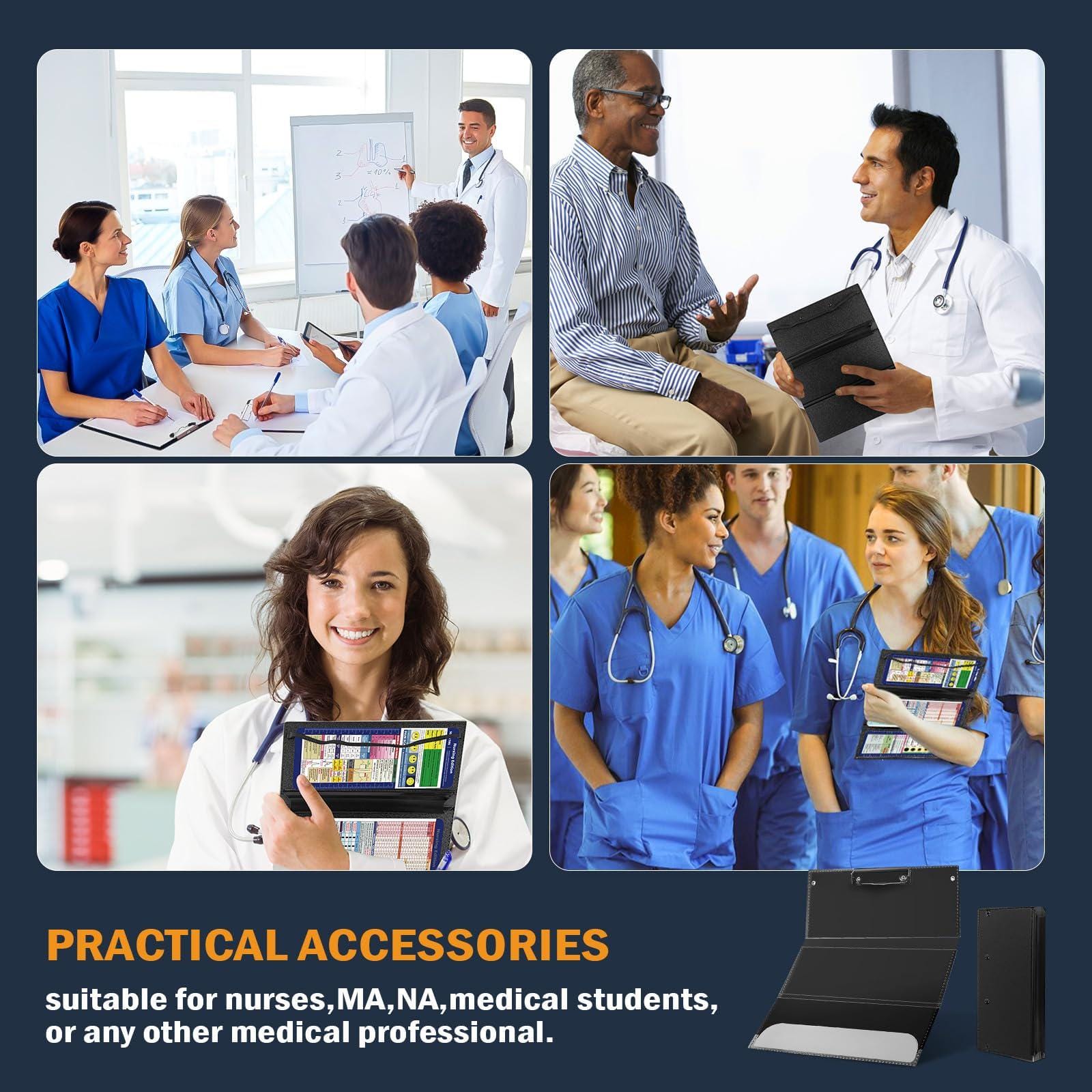 Nursing Clipboard, Compact Nursing Cheat Sheets, Foldable Clipboard for ...