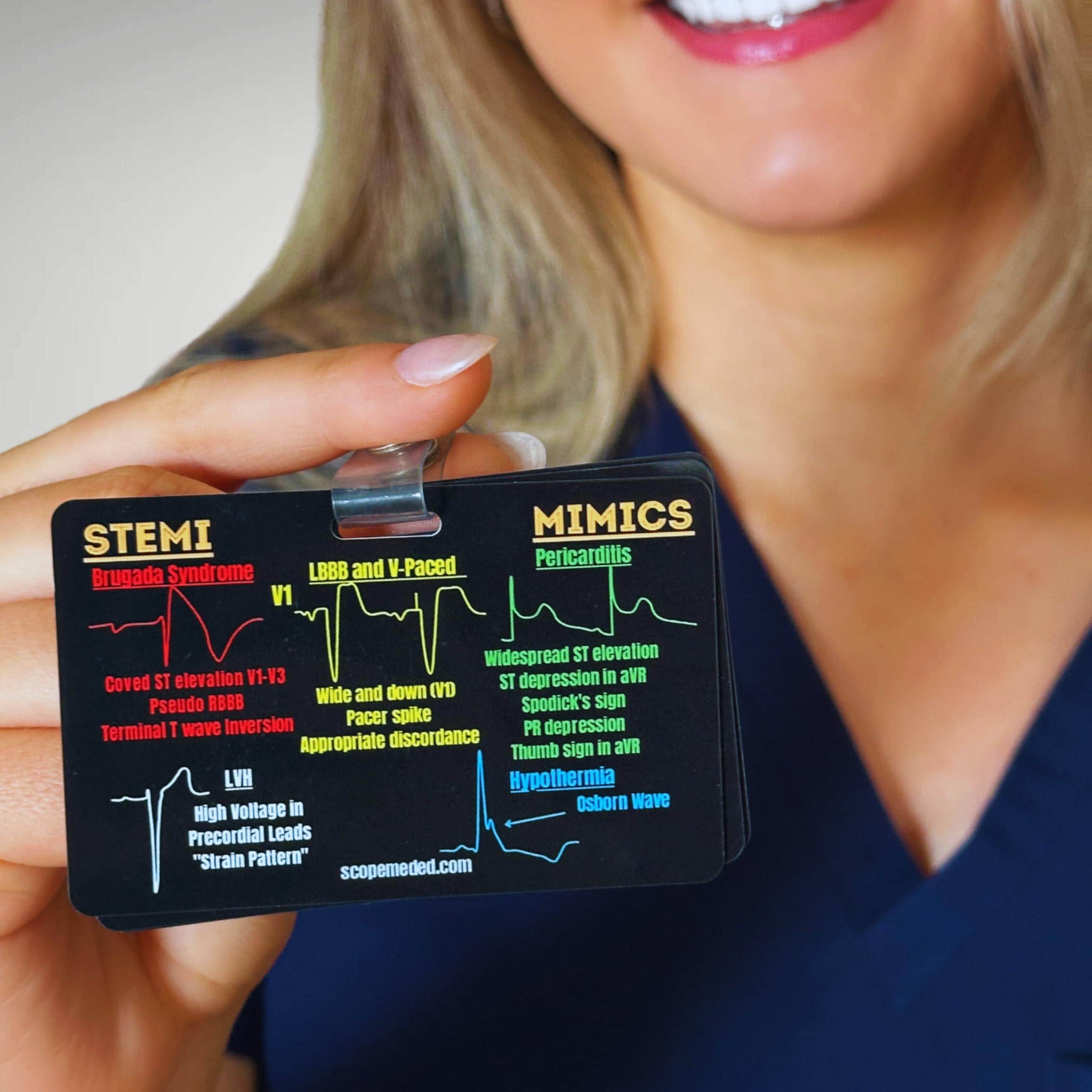 Scope EKG Badge Card – 3 Piece Double-sided STEMI Badge Card Set ...