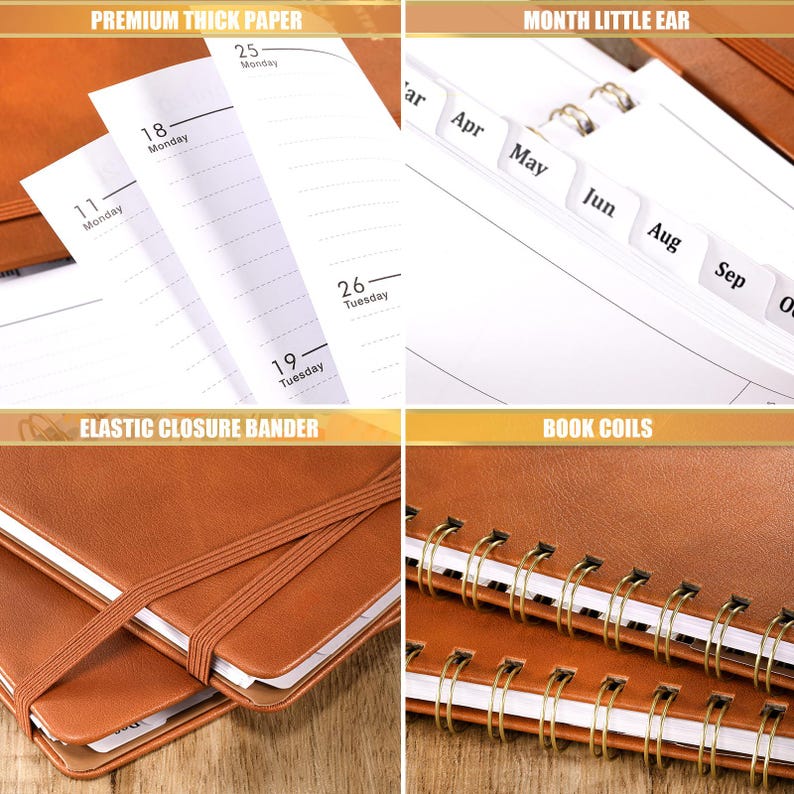 2026 Weekly & Monthly Planner: Brown Faux Leather Hardcover 6.3" X 8.4 ...