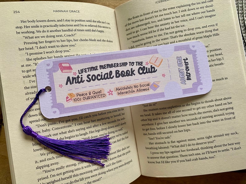 Anti Social Book Club Bookmark, Introvert Bookclub, Cute Ticket Book ...