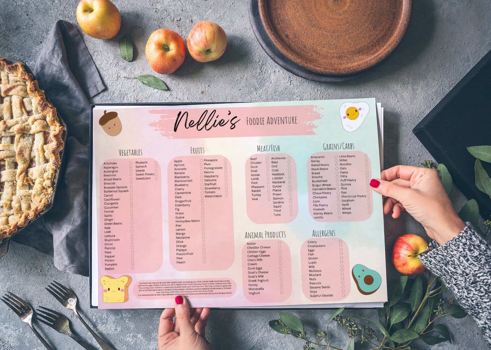 Custom Personalised Weaning Chart, Baby First Foods, First Tastes ...