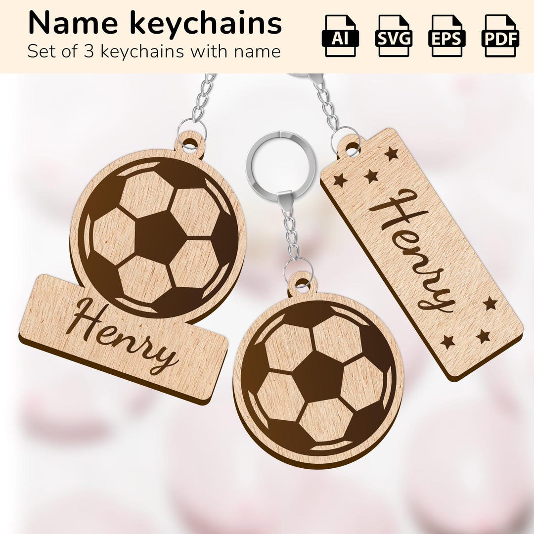 Football Soccer Ball Keychain Key Ring Charm | Personalized Name Sign ...