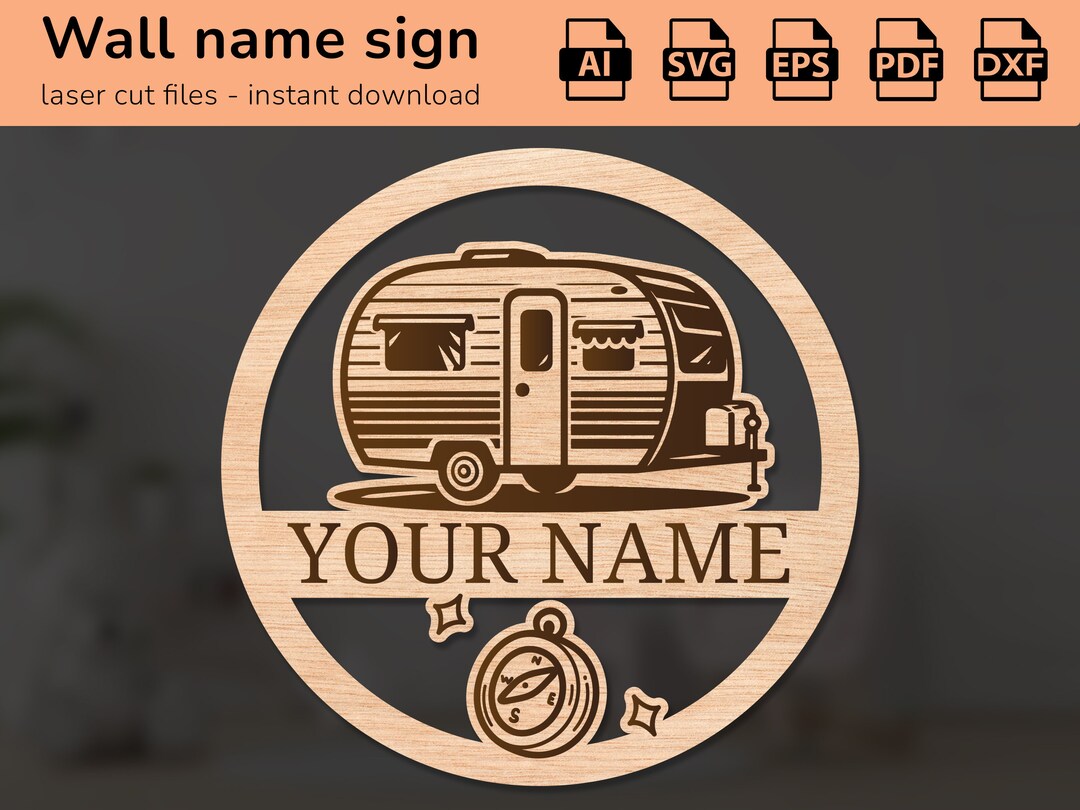 Caravan Camping Campervan Road Route Highway Nursery Wall Name Sign ...