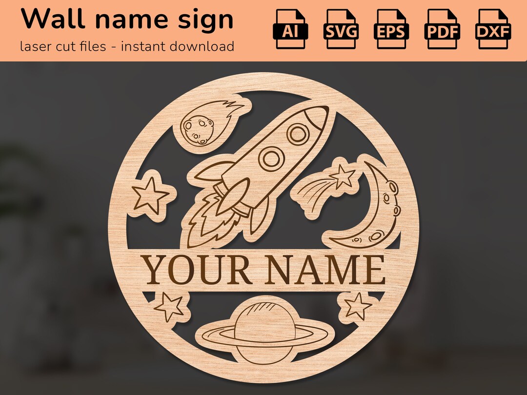 Rocket Aerospace Galaxy Name Sign | Interior Decor | Laser Cut Design ...