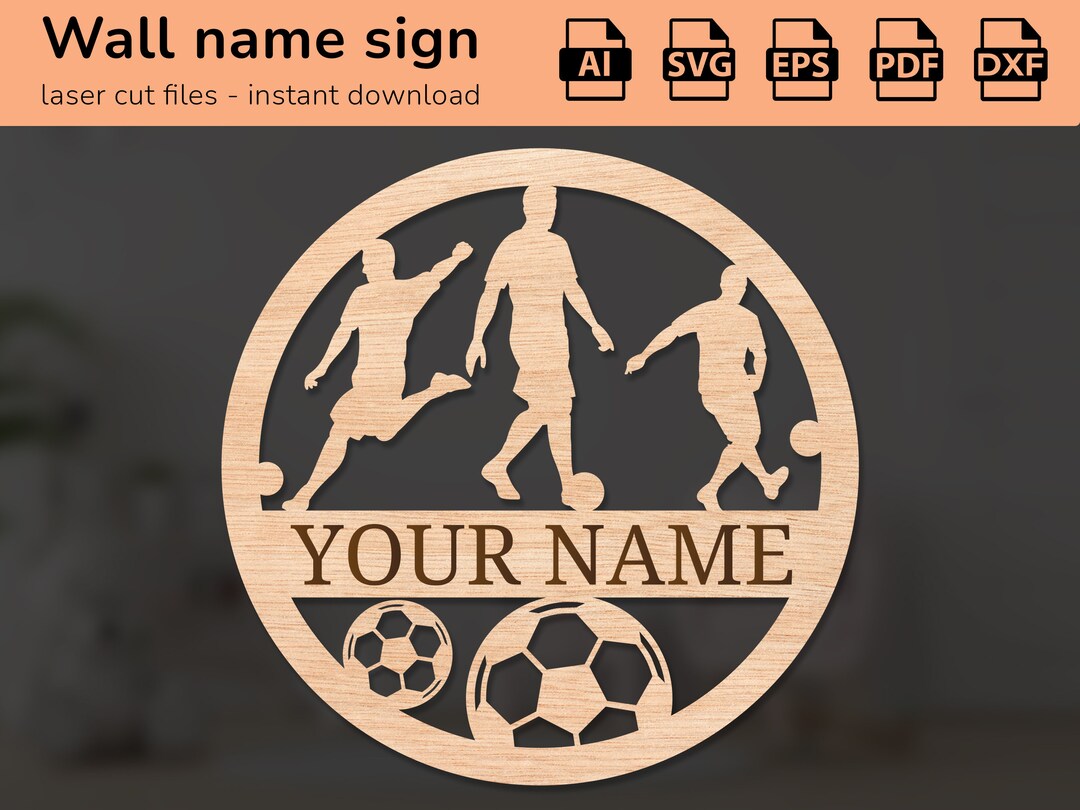 Football Players Nursery Wall Name Sign | Interior Decor | Laser Cut ...