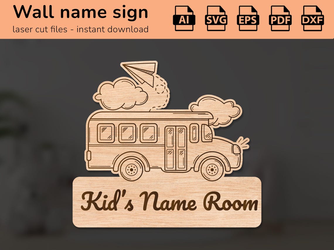 School Bus Name Sign | Interior Decor | Laser Cut Design | for Kids ...