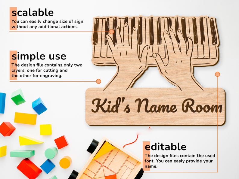 Piano Keyboard Music Name Sign | Interior Decor | Laser Cut Design ...