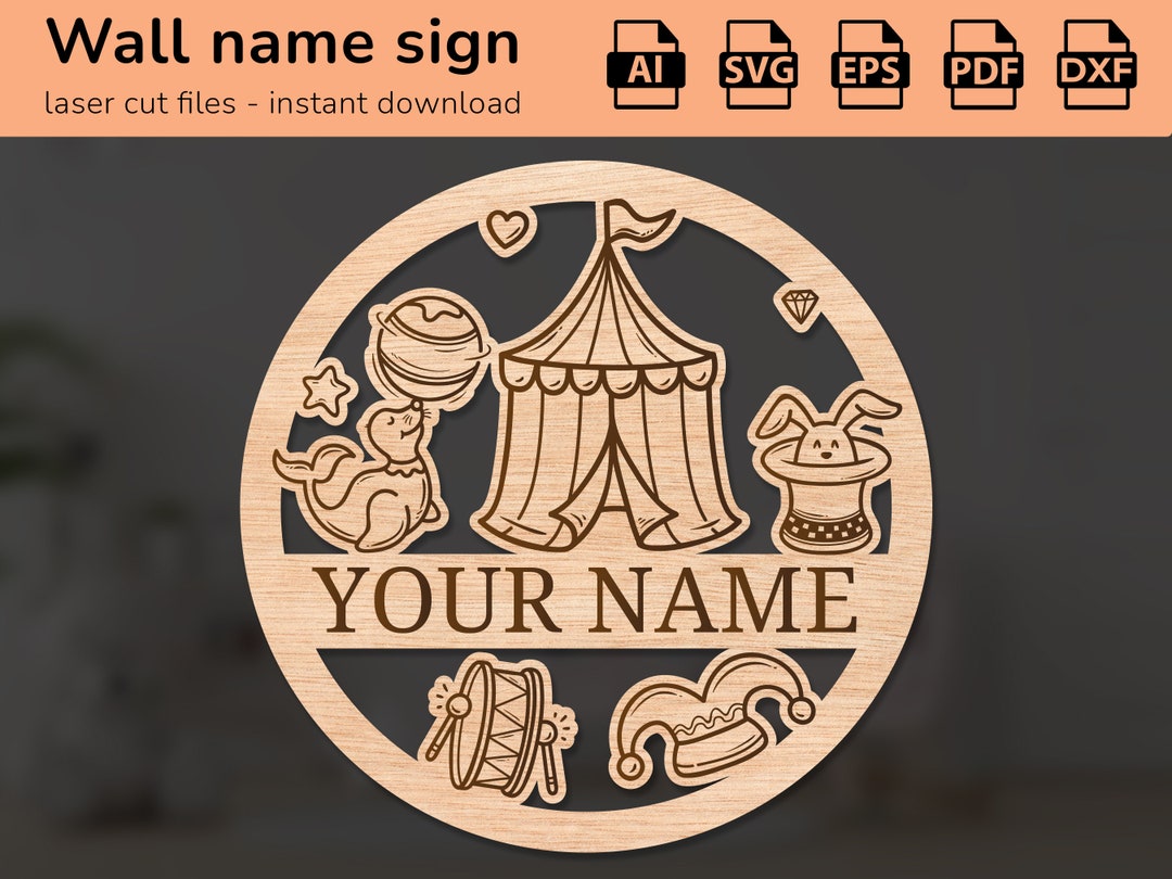 Circus Nursery Wall Name Sign | Interior Decor | Laser Cut Design | for ...