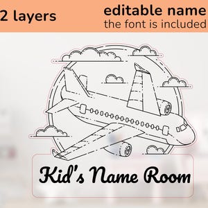 Airplane Name Sign | Interior Decor | Laser Cut Design | for Kids | Ai ...