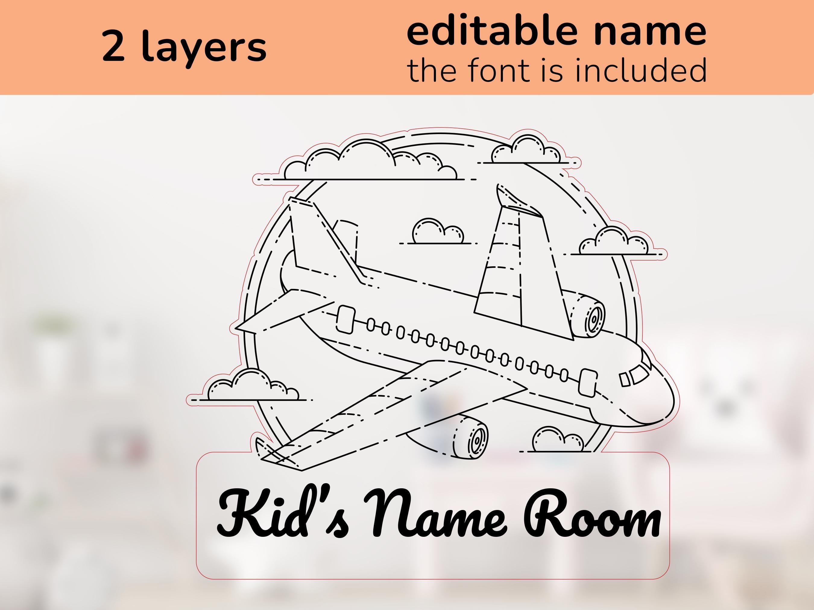 Airplane Name Sign | Interior Decor | Laser Cut Design | for Kids | Ai ...