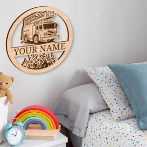 Firefighter Fireman Name Sign Fire Truck | Interior Decor | Laser Cut ...