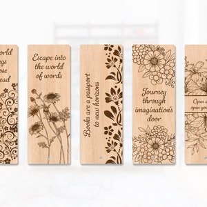 Floral Bookmark Bundle Set of 10 Svg Wooden Template Engraved Laser Cut ...