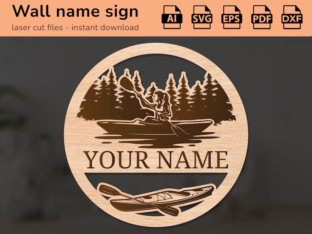 Kayaking Water Sport Nursery Wall Name Sign | Interior Decor | Laser ...