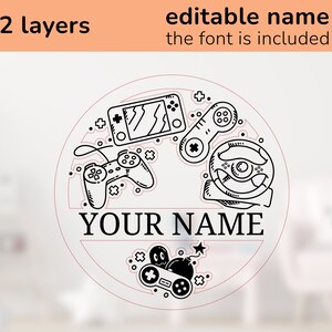 Gamepads Video Game Gaming Gamer Name Sign | Interior Decor | Laser Cut ...