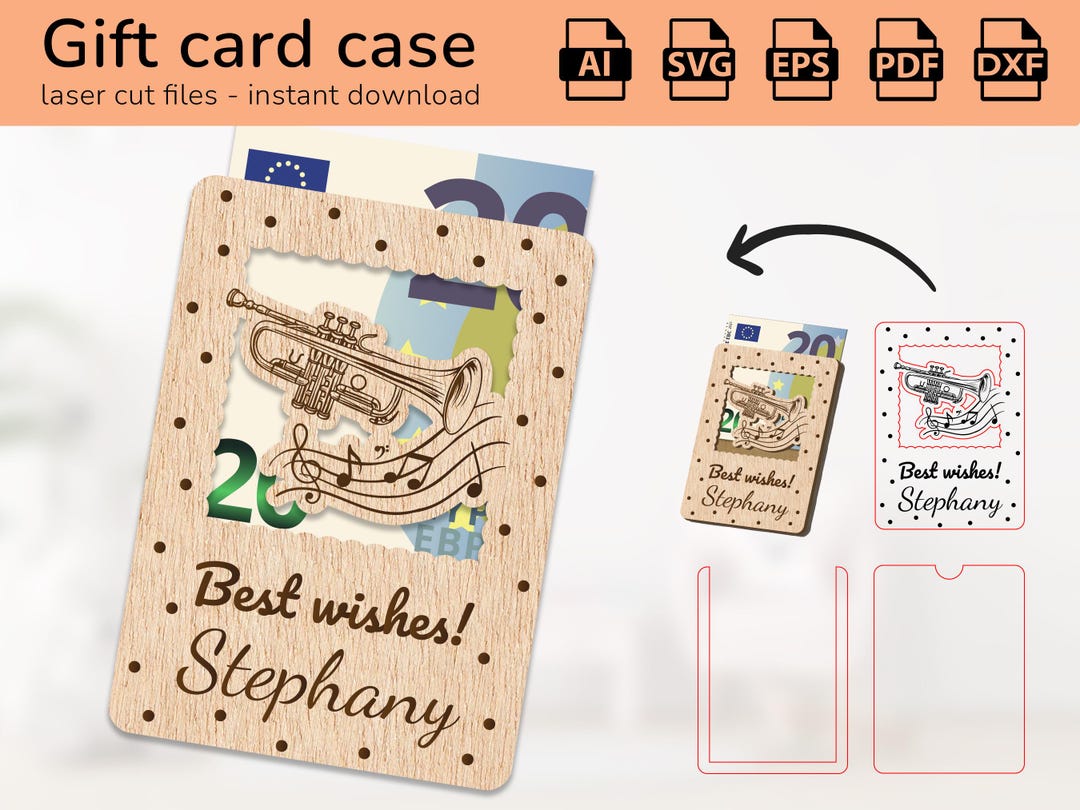 Personalized Trumpet Music Notes Case Gift Card Holder Money | Name ...