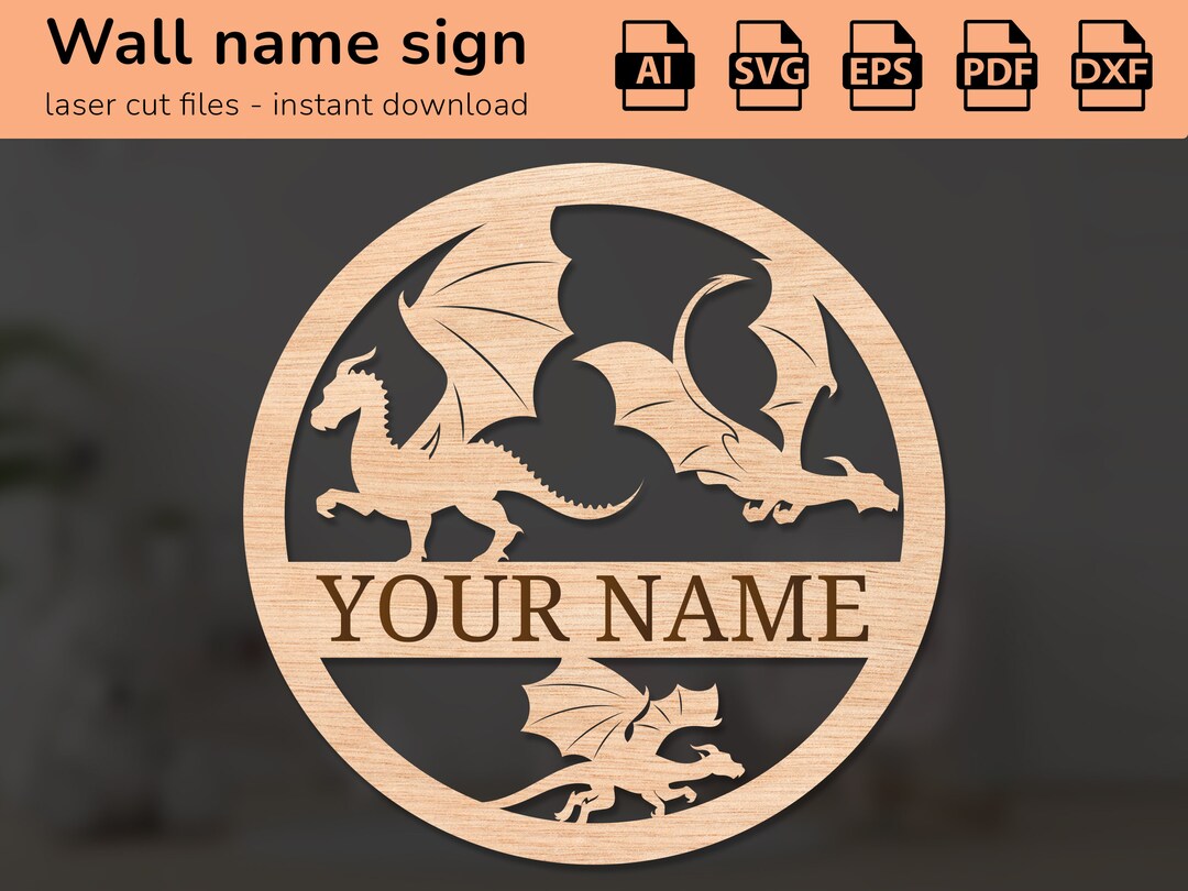 Flying Dragons Nursery Wall Name Sign | Interior Decor | Laser Cut ...