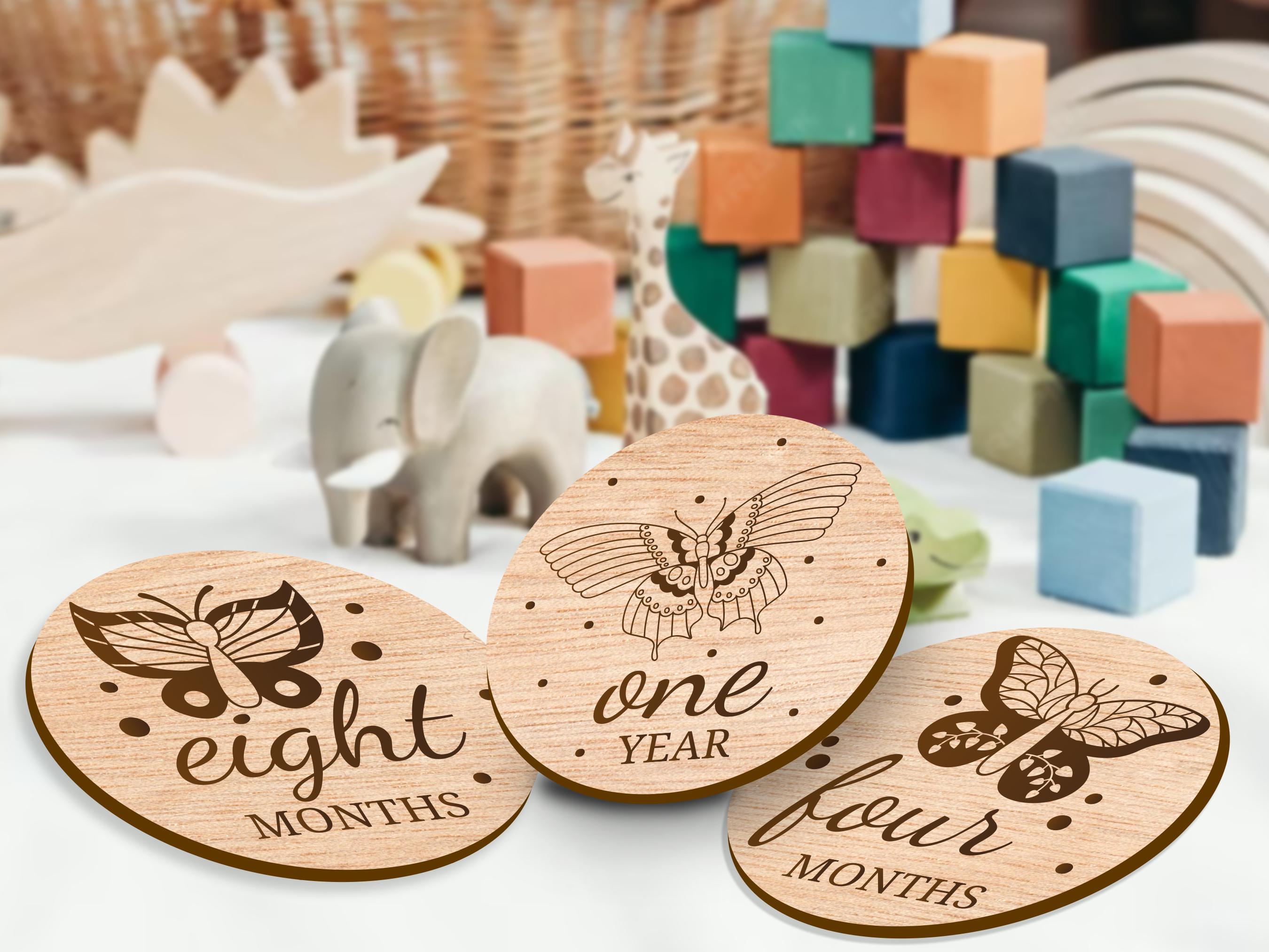 Butterflies - 12 Hand Drawn Monthly Baby Milestones SVG | Set From ...