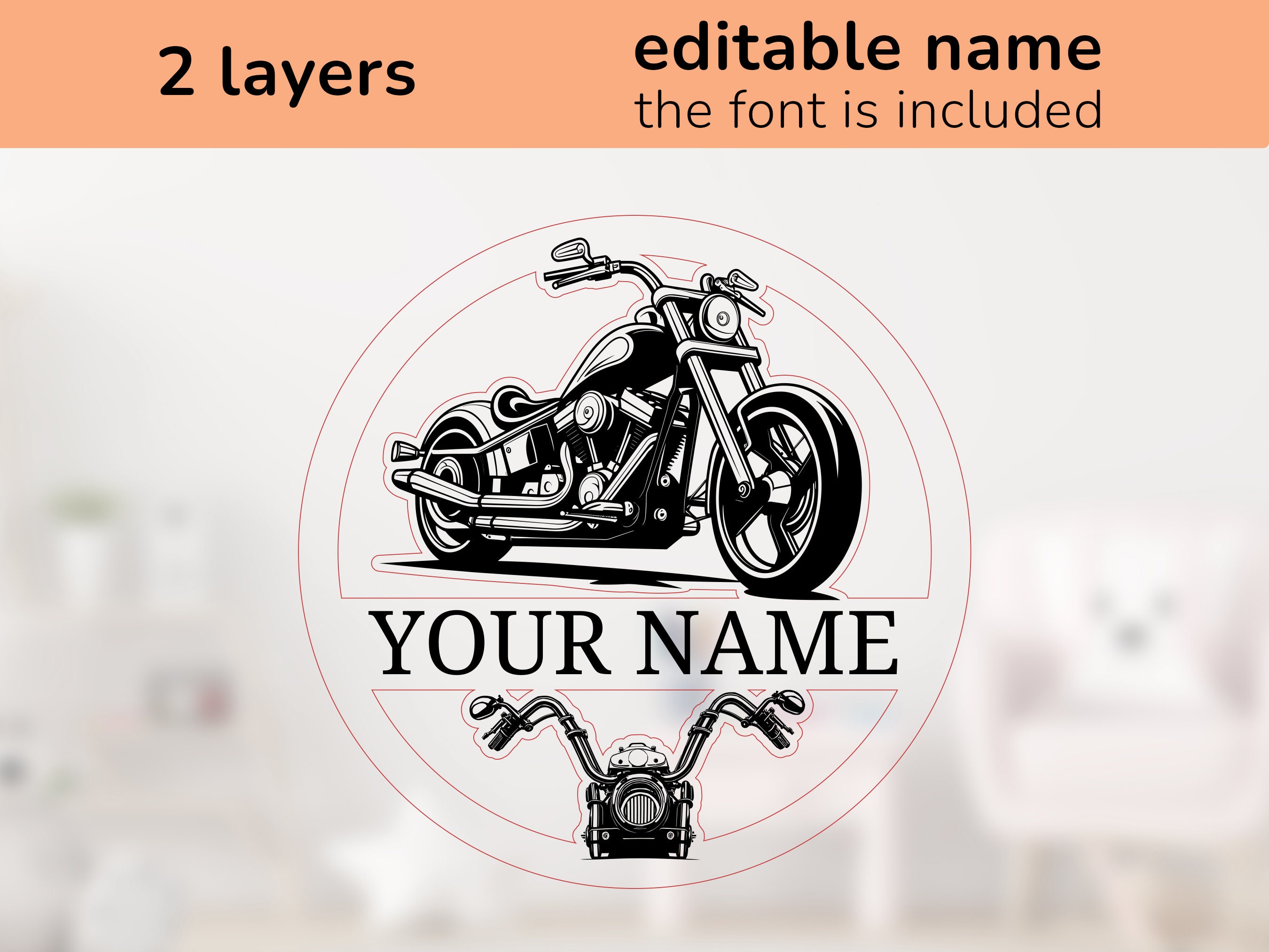 Chopper Motorcycle Rider Nursery Wall Name Sign | Interior Decor ...