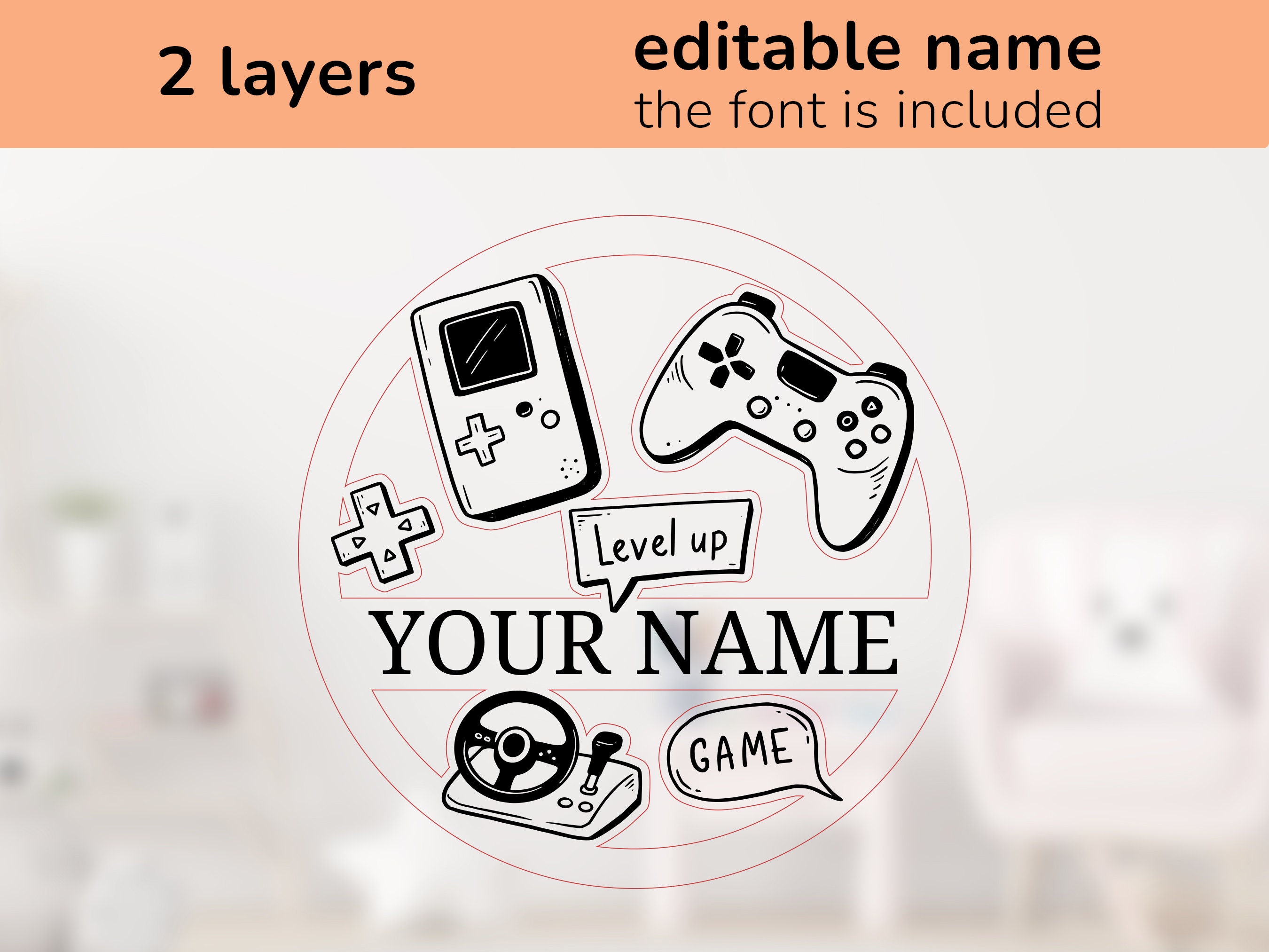 Video Game Gaming Gamer Name Sign Interior Decor Laser Cut Design for ...