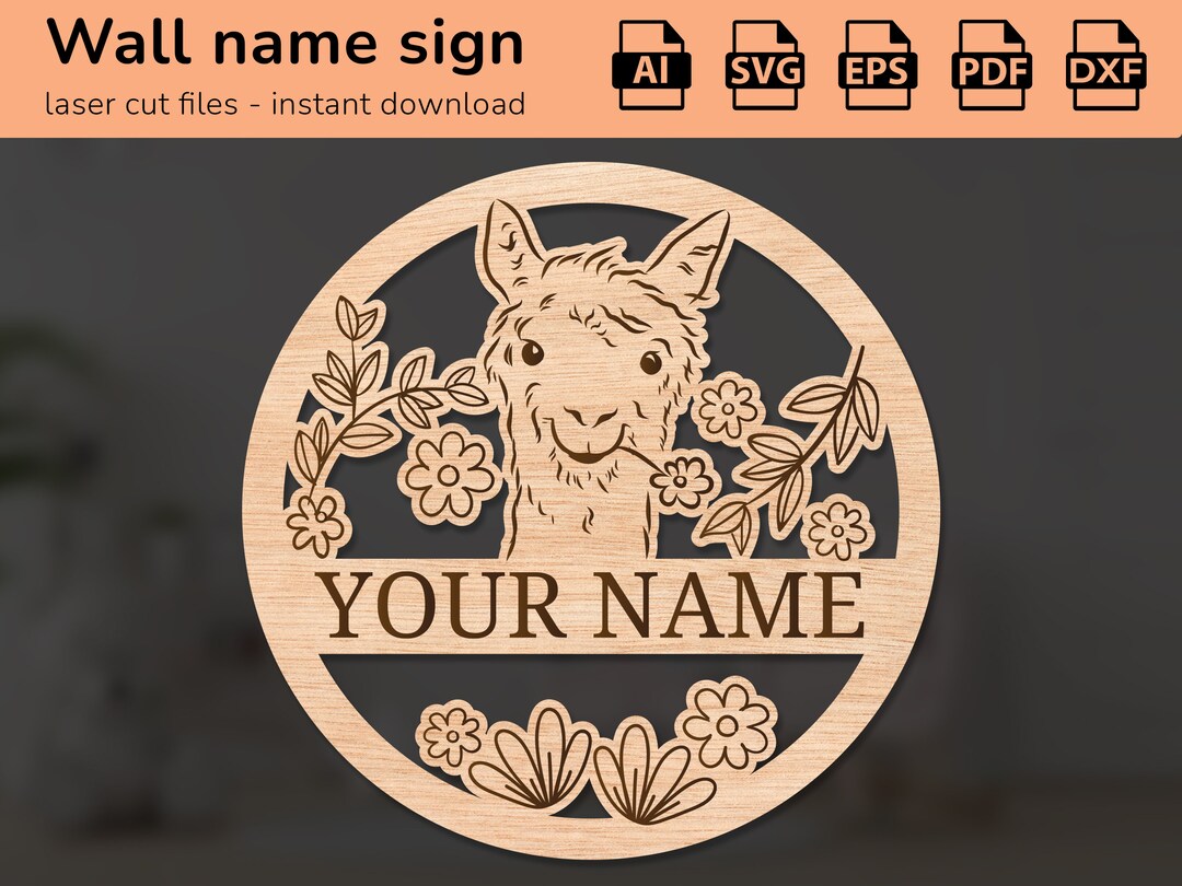 Alpaka Alpaca Lama Sweet Cute Name Sign | Interior Decor | Laser Cut ...