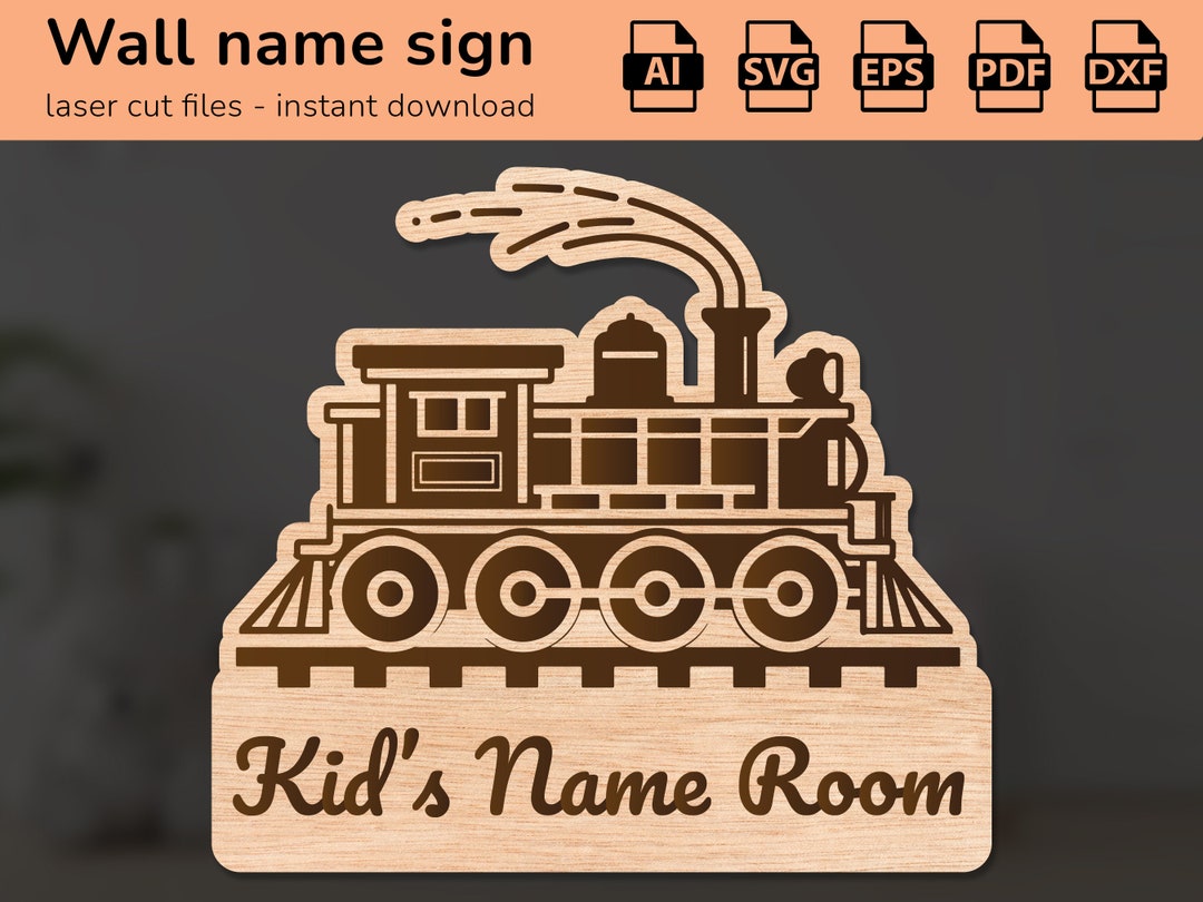 Train Locomotive Railway Name Sign | Interior Decor | Laser Cut Design ...