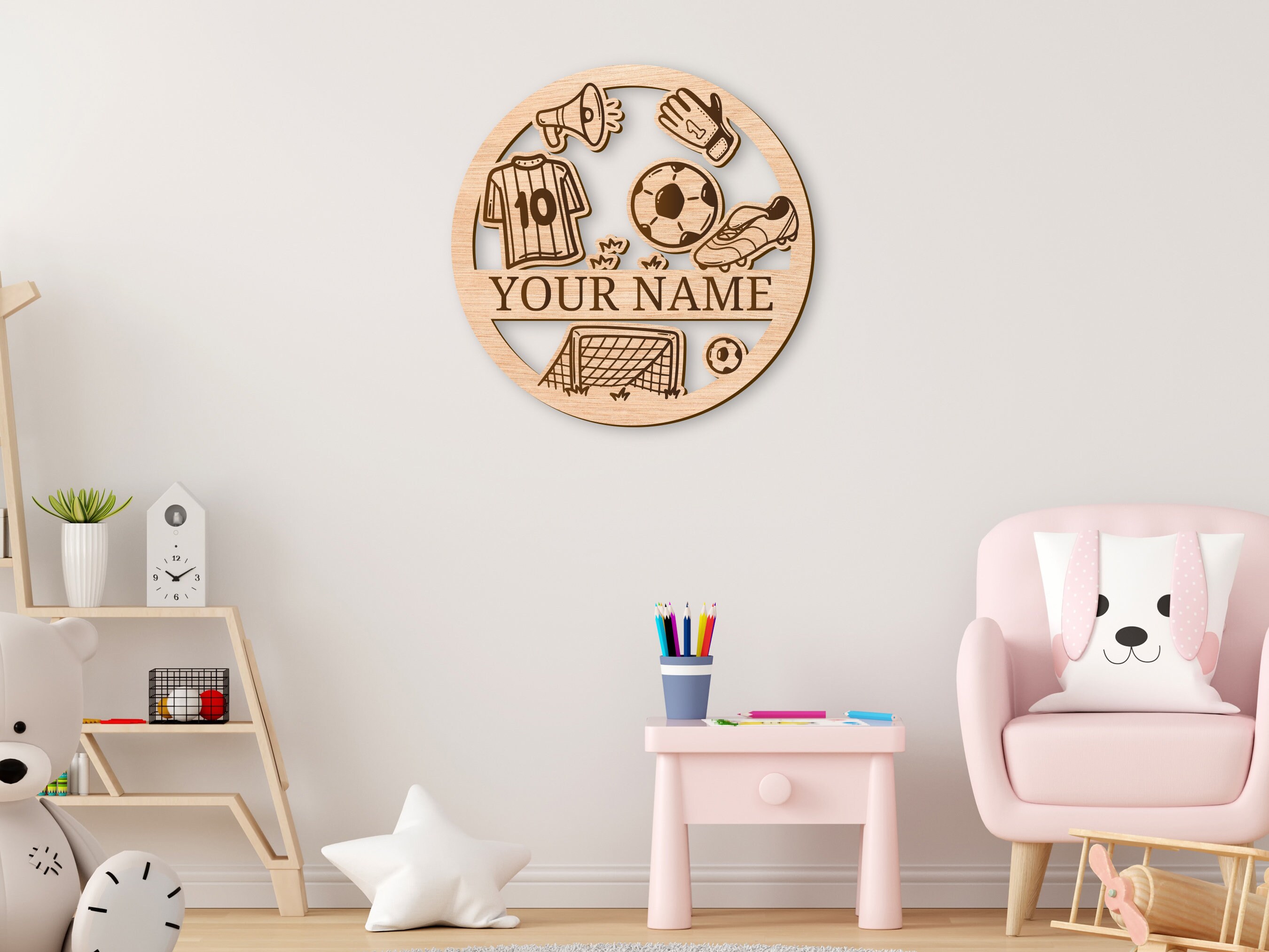 Football Theme Nursery Wall Name Sign | Interior Decor | Laser Cut ...
