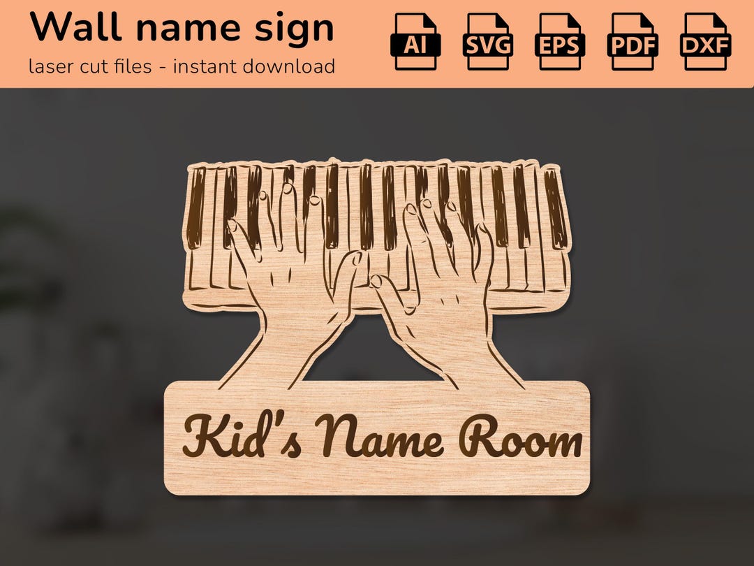Piano Keyboard Music Name Sign | Interior Decor | Laser Cut Design ...