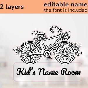 Bike Bicycle Name Sign | Interior Decor | Laser Cut Design | for Kids ...