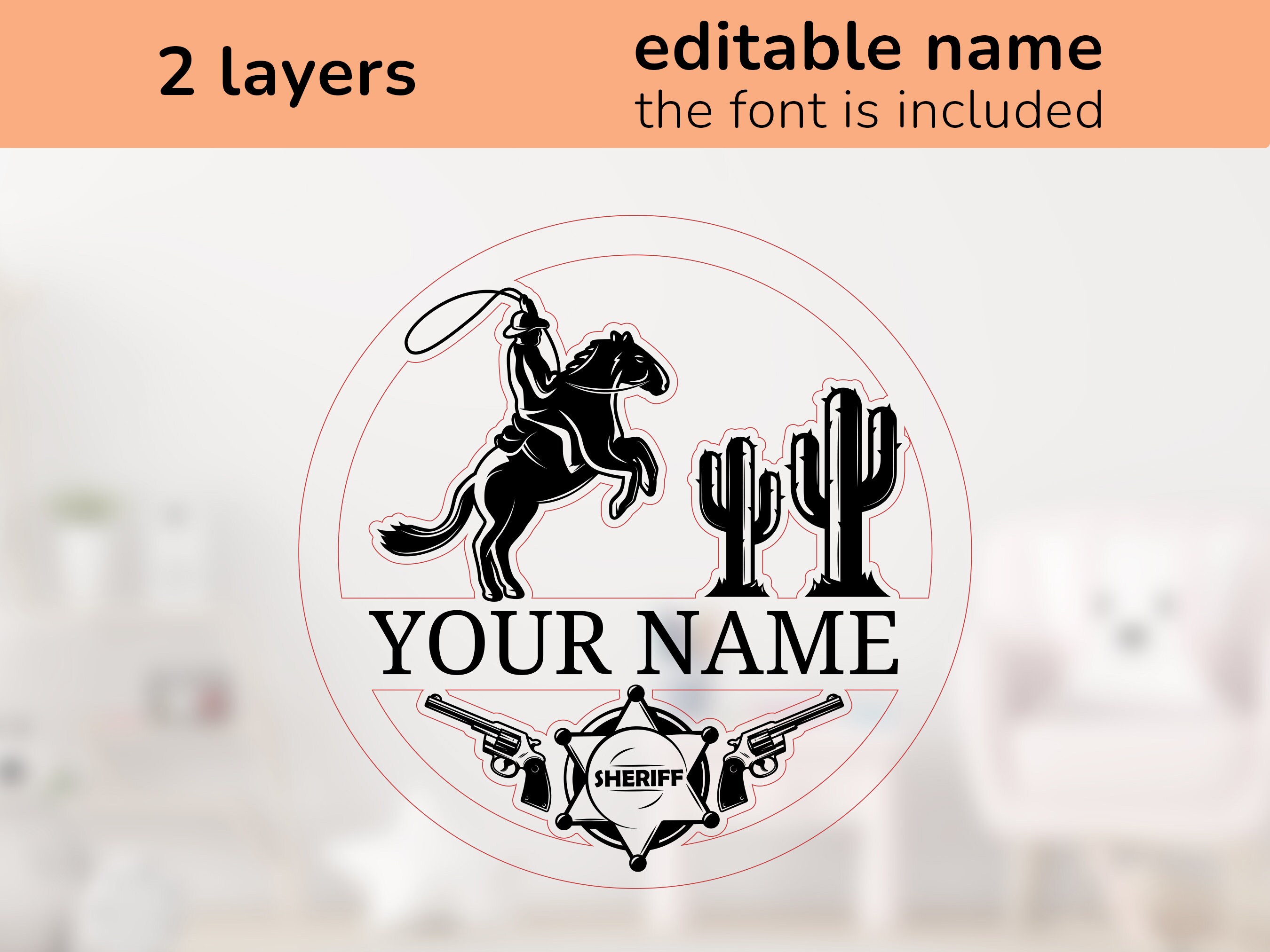 Sheriff Cowboy Nursery Wall Name Sign | Interior Decor | Laser Cut ...