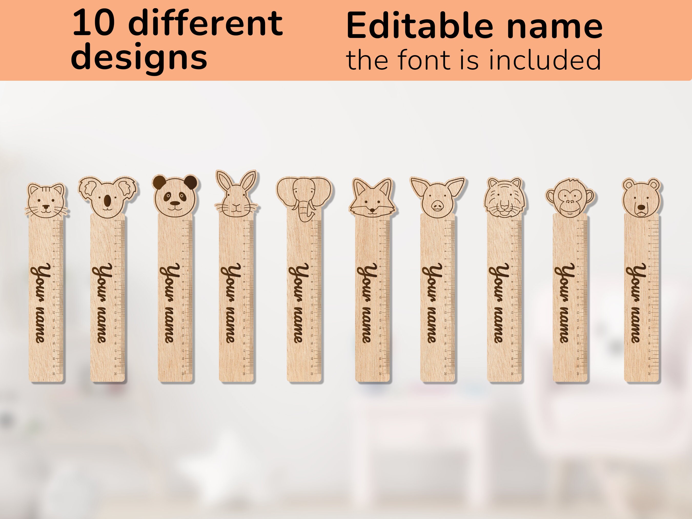 Animal Head Rulers for Kids School Teacher Svg Pdf Ai Eps File Engraved ...