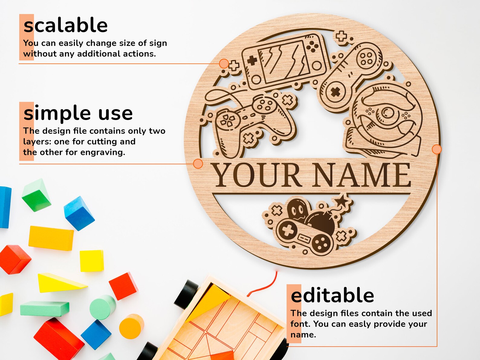 Gamepads Video Game Gaming Gamer Name Sign | Interior Decor | Laser Cut ...