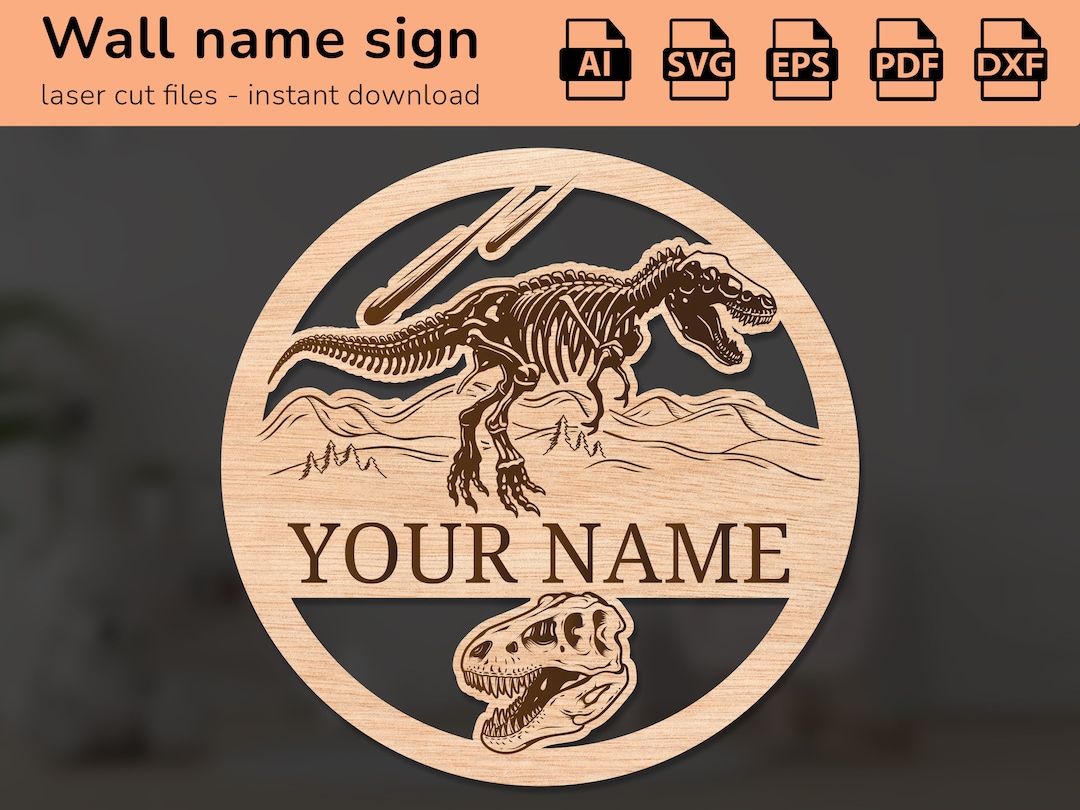 T-rex Dinosaur Nursery Wall Name Sign | Interior Decor | Laser Cut ...