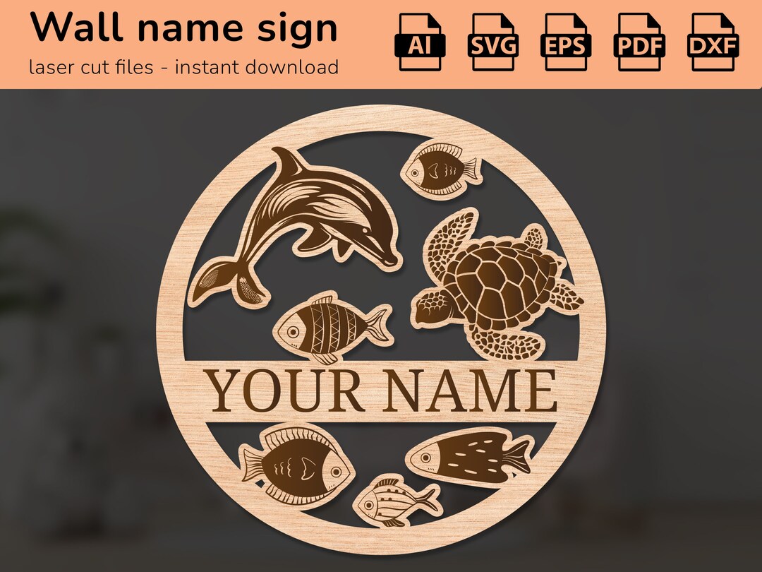 Sea Life Fishes Nursery Wall Name Sign | Interior Decor | Laser Cut ...