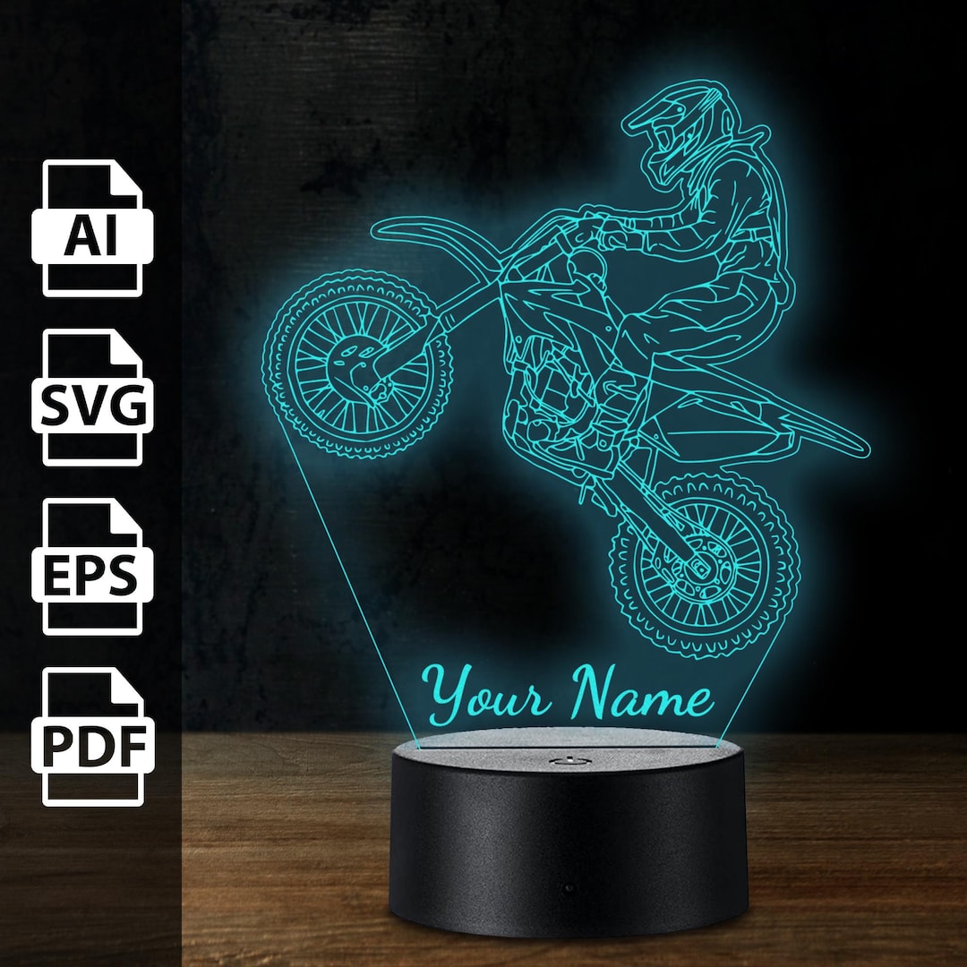 Extreme Freestyle Motocross Motorcycle Motorbike Personalized 3D Lamp ...