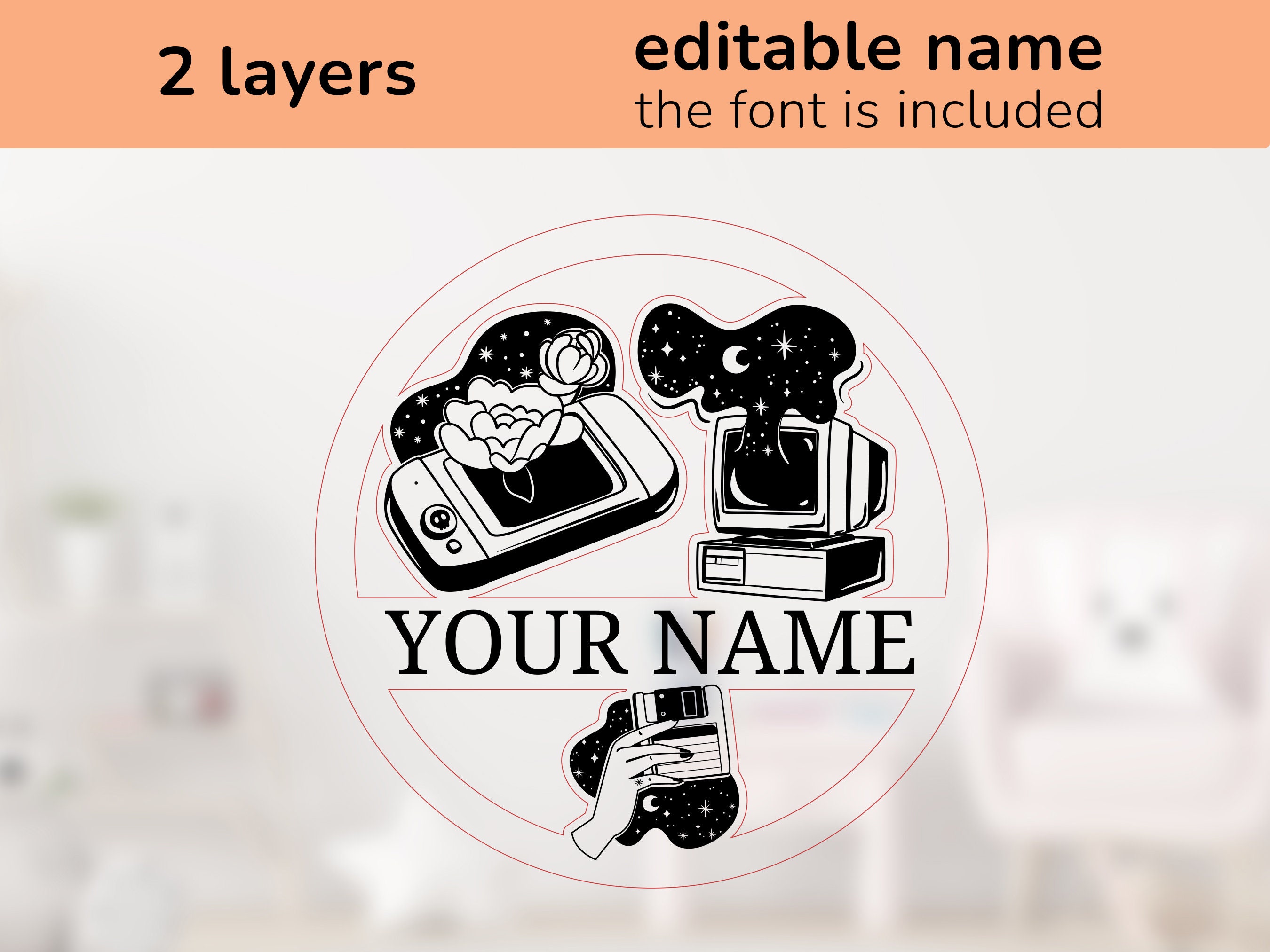 Retro Video Game Gaming Gamer Name Sign Interior Decor Laser Cut Design ...