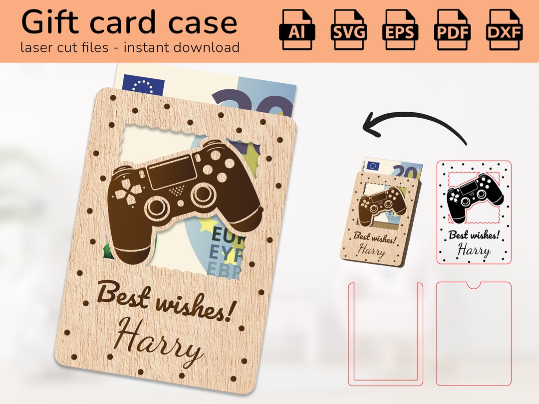 Gaming Gamepad X Case Gift Card Money | Name Sign | Laser Cut Design ...