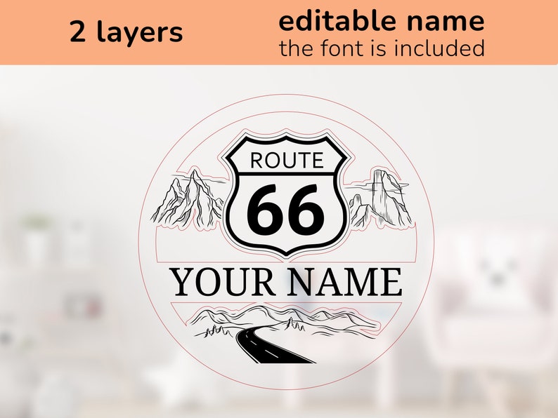 Route 66 Highway Car Name Sign Vehicles Road Route | Interior Decor ...