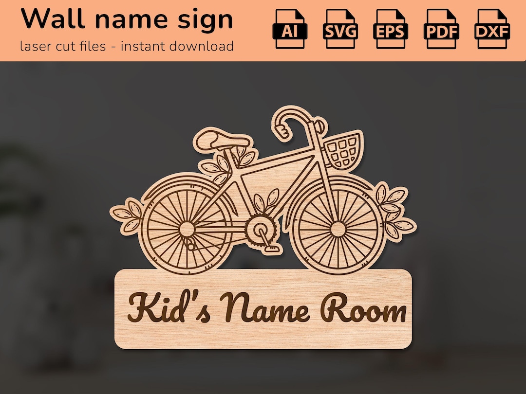 Bike Bicycle Name Sign | Interior Decor | Laser Cut Design | for Kids ...