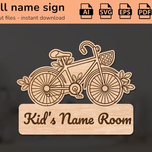 Bike Bicycle Name Sign | Interior Decor | Laser Cut Design | for Kids ...
