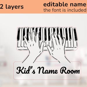 Piano Keyboard Music Name Sign | Interior Decor | Laser Cut Design ...