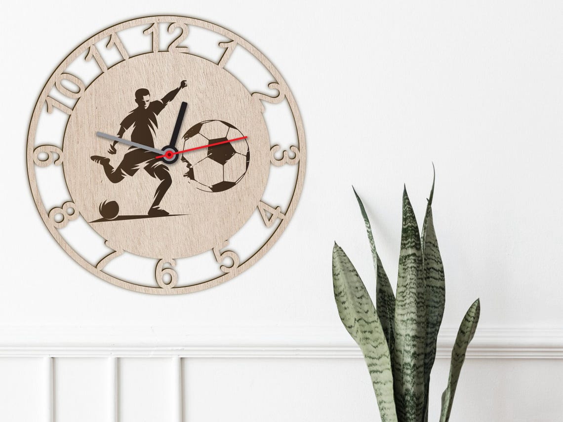 Soccer Football Clock Wall Sign | Interior Decor | Laser Cut Design ...