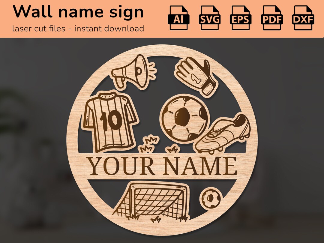 Football Theme Nursery Wall Name Sign | Interior Decor | Laser Cut ...