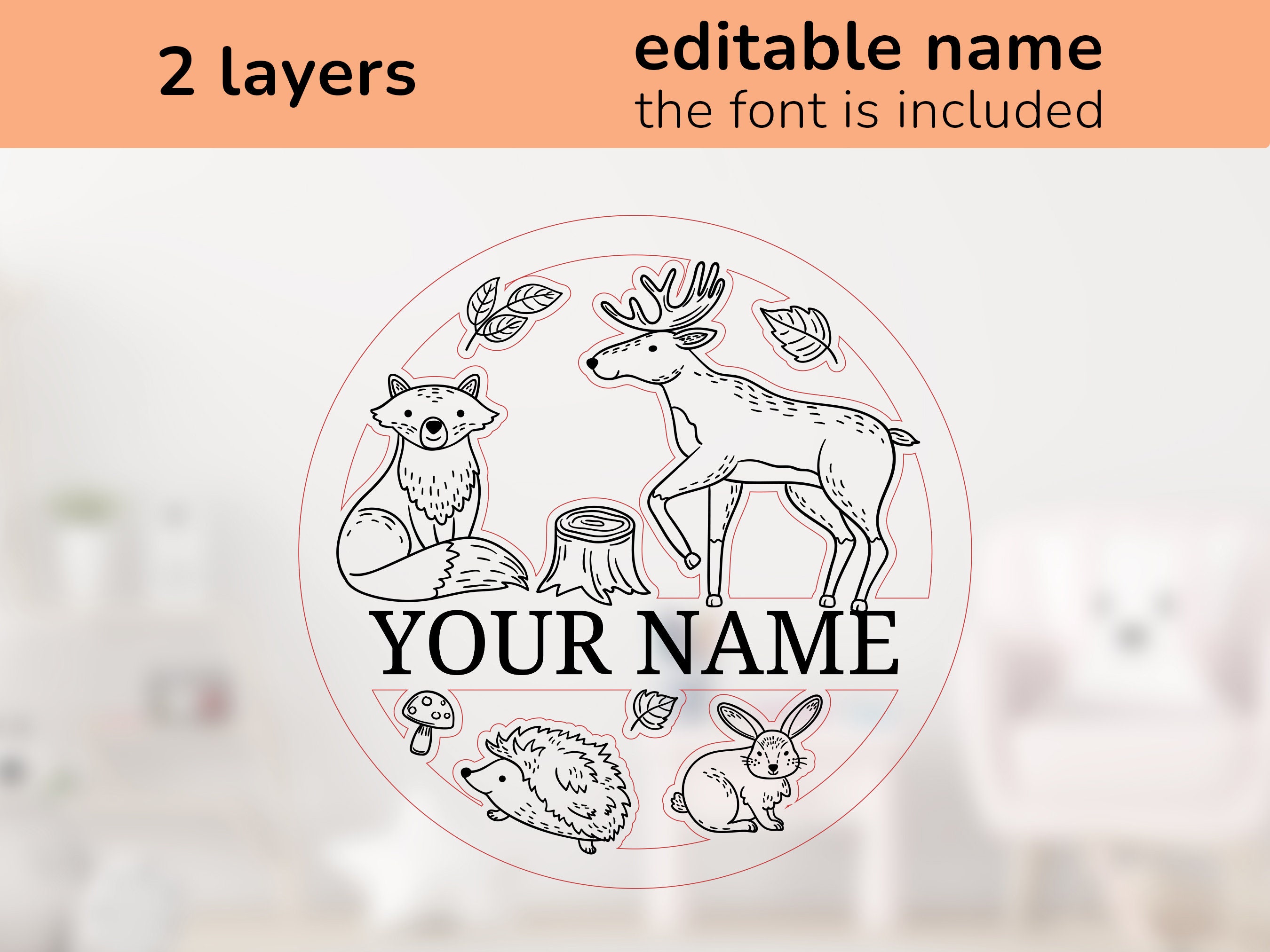Cute Forest Animals Name Sign | Interior Decor | Laser Cut Design | for ...