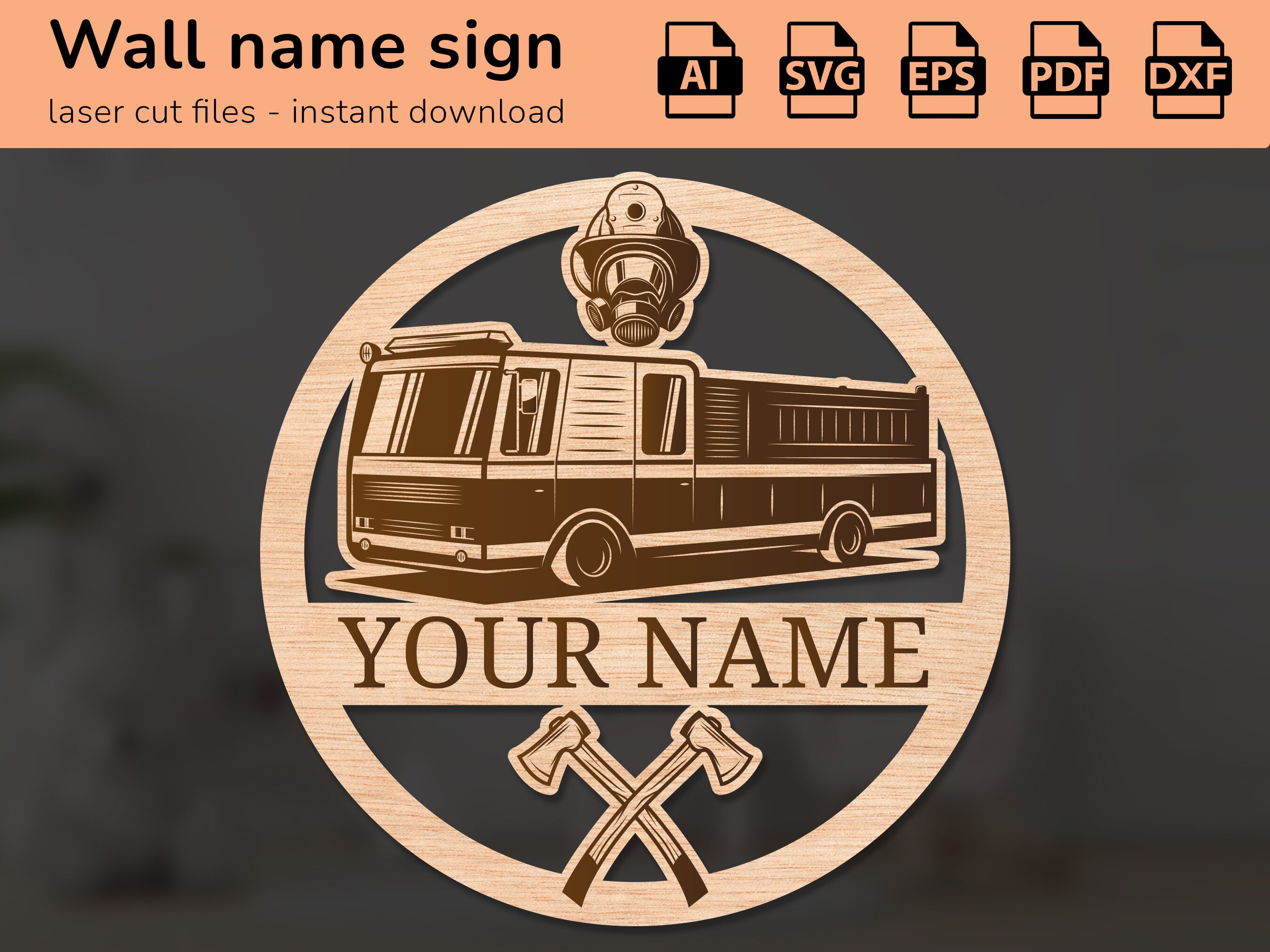 Firefighter Fireman Name Sign Fire Truck Interior Decor - Etsy